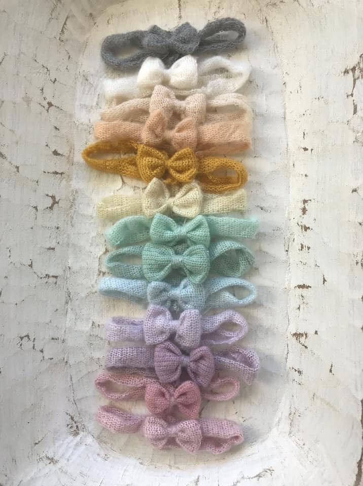 Faux Mohair Newborn Bitty Bow Headband - (Choose Color) – Chicaboo