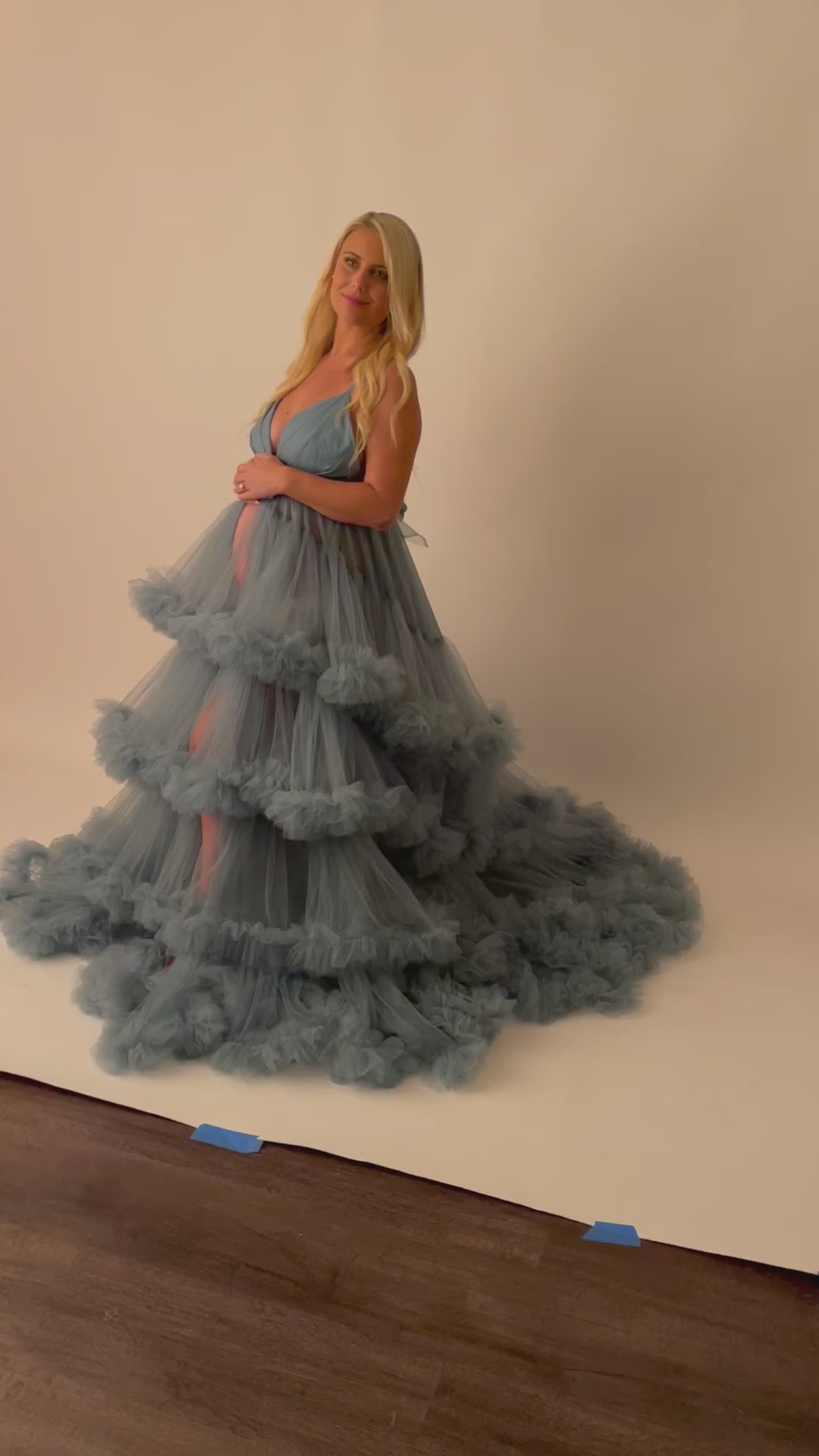 Shae Tulle Maternity Photoshoot Dress Set | Choose Color, Split Belly ...